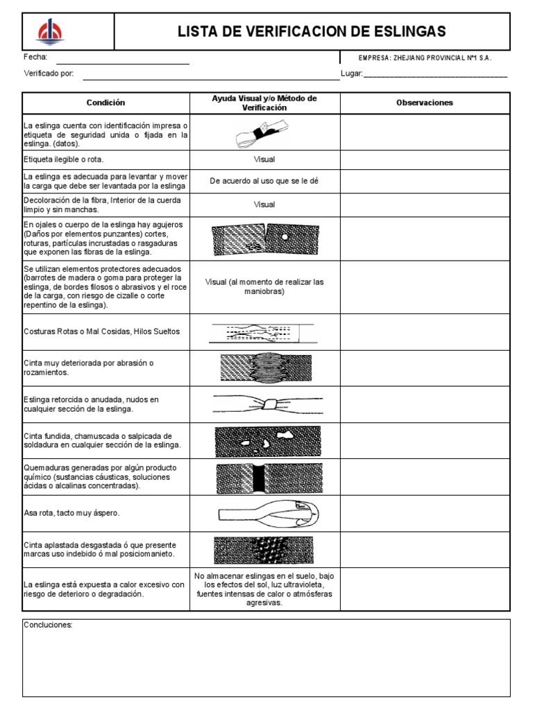 Check List Eslingas Okok | PDF | Materiales | Química