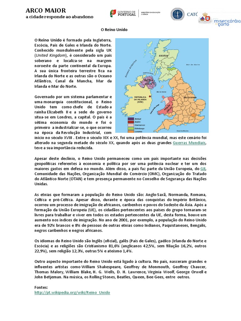 Ficha Reino Unido | PDF | Reino Unido | Monarquia