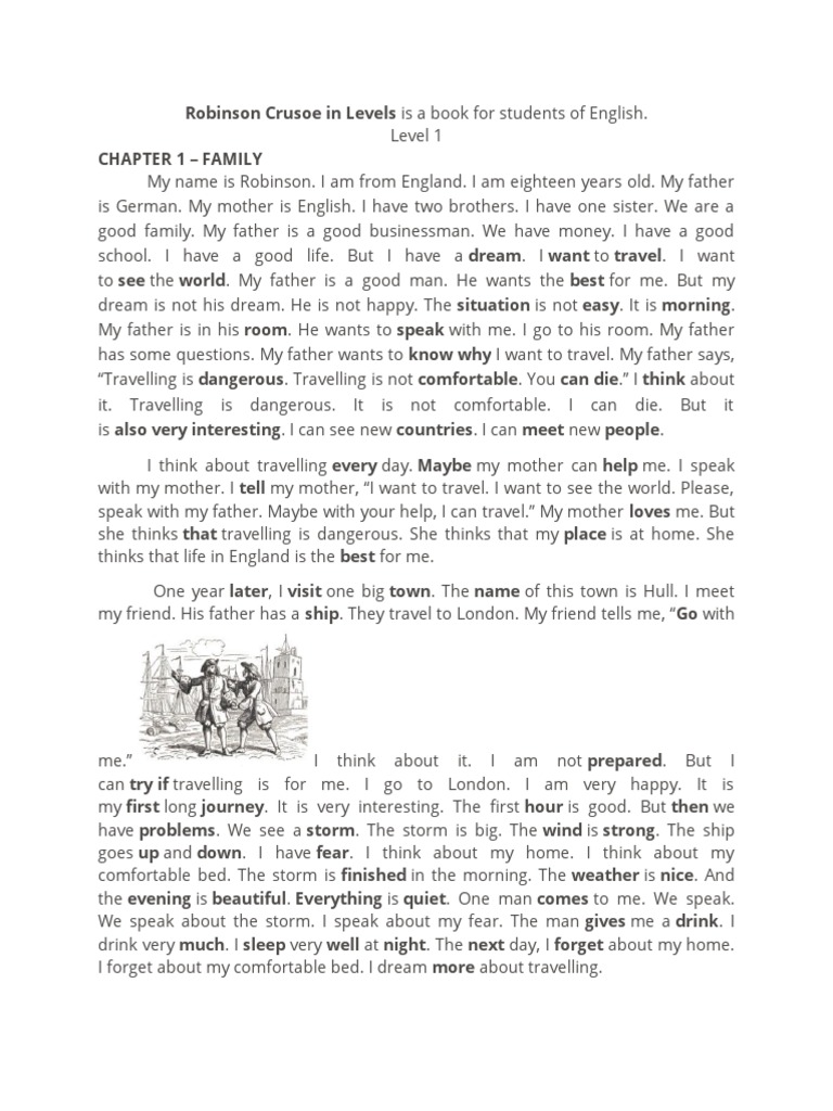 Robinson Crusoe in Levels Is A Book For Students of English. Chapter 1 ...