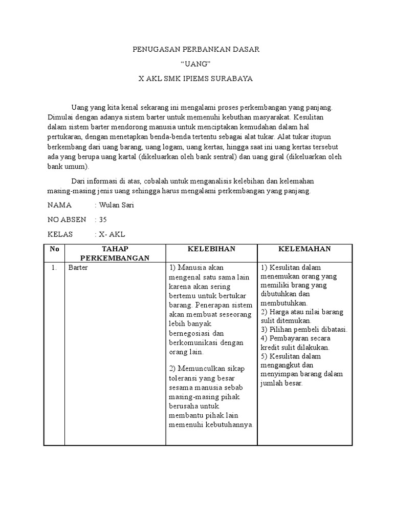 Penugasan Materi Uang | PDF