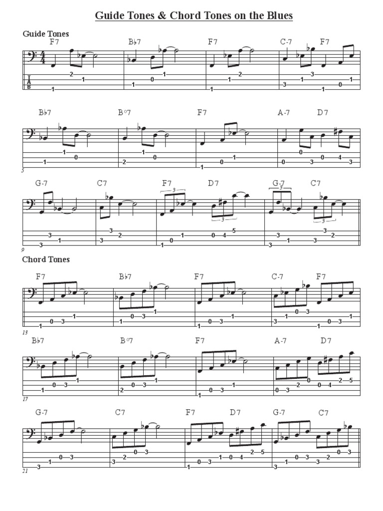 Chord Tones & Guide Tones On The Blues in F | PDF | Ouverture (échecs ...