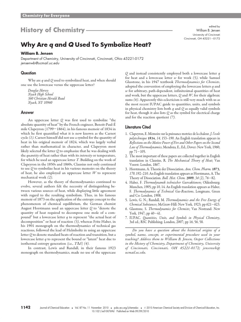 Why Are Q and Q Used To Symbolize Heat?: Chemistry For Everyone | PDF ...