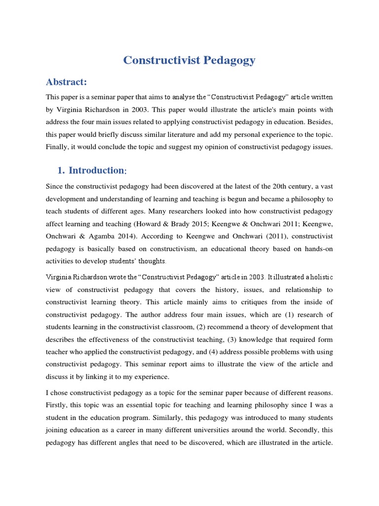 Constructivist Pedagogy | PDF | Constructivism (Philosophy Of Education) | Pedagogy