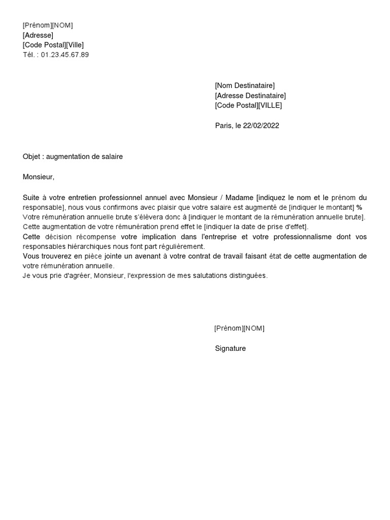 Confirmation d'augmentation de salaire | PDF | Affaires