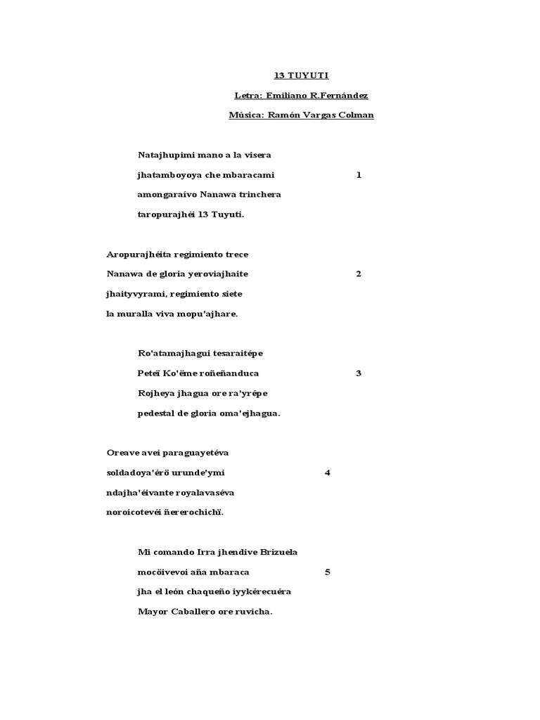 13 TUYUTI Letra | PDF | Militar | Guerra