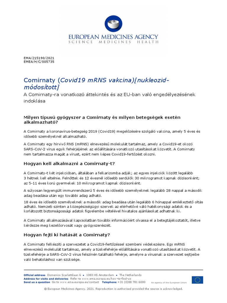 Comirnaty Epar Medicine Overview - Hu | PDF