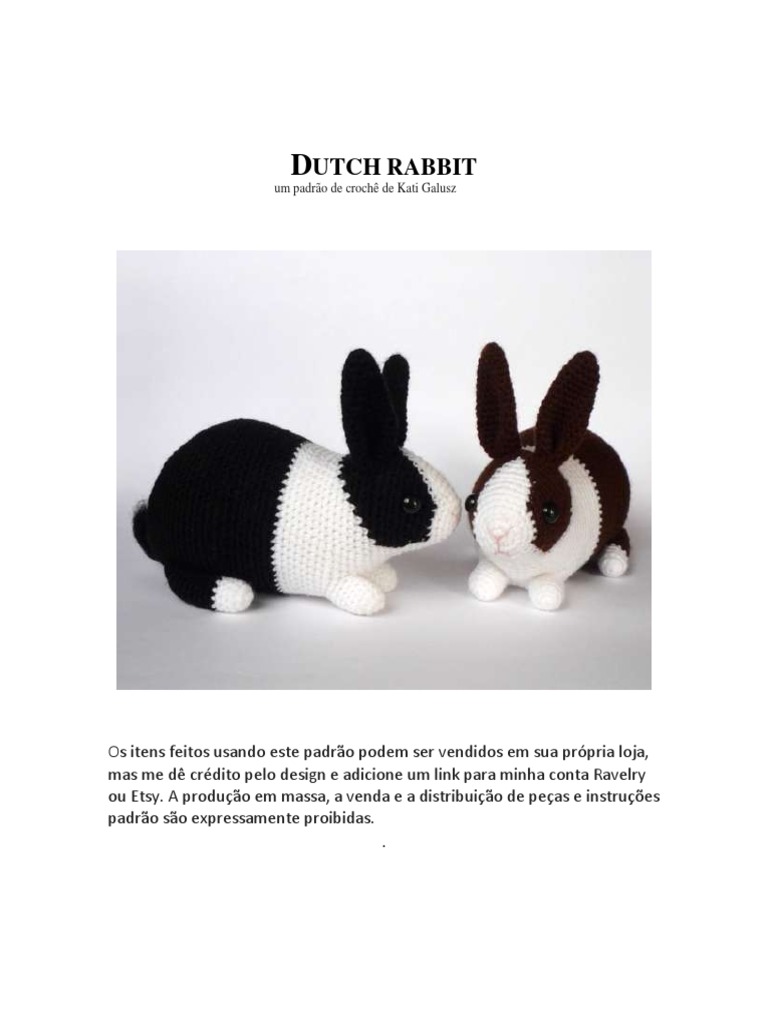 Dutch Rabbit: Crochet Pattern for an Adorable Bunny Toy | PDF | Crochê ...