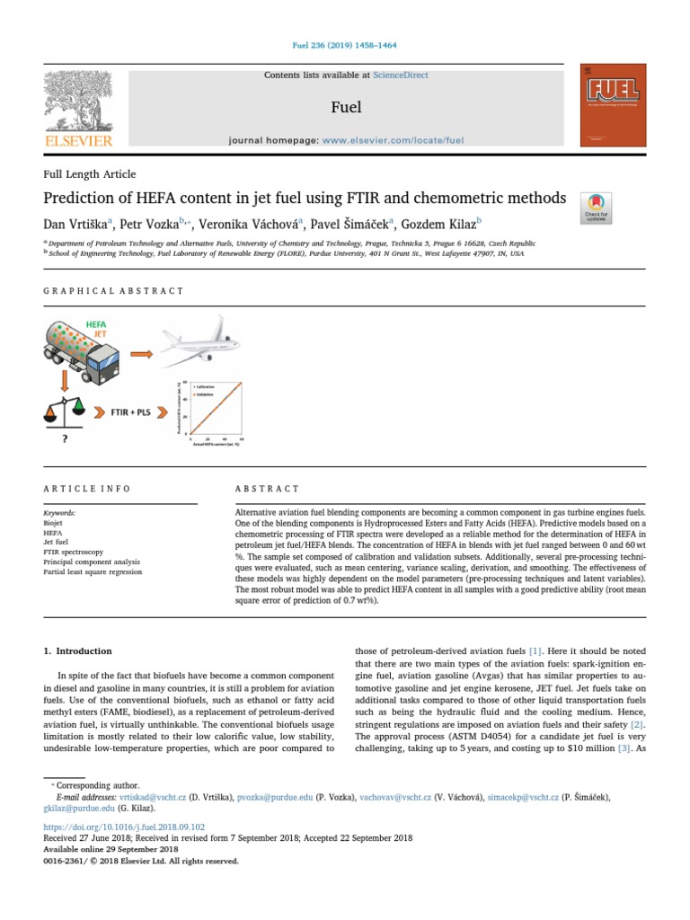 Prediction of HEFA Content in Jet Fuel Using FTIR and Chemometric ...