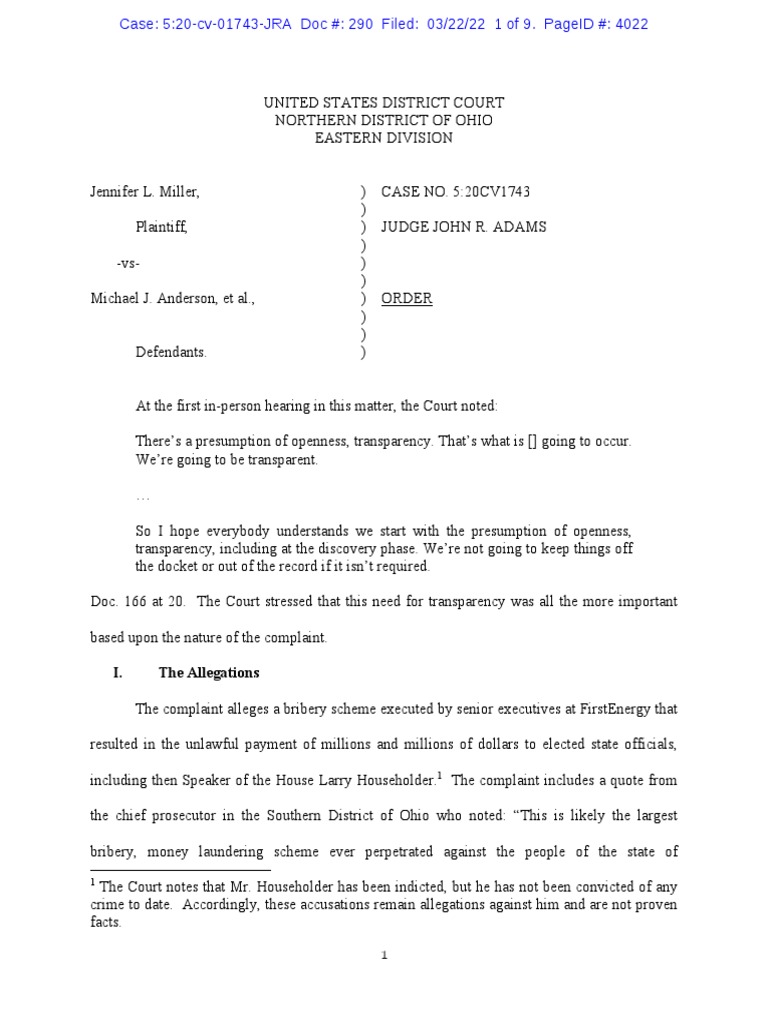 Federal Judge Wants Names Behind Bridges in Ohio Statehouse Scandal ...