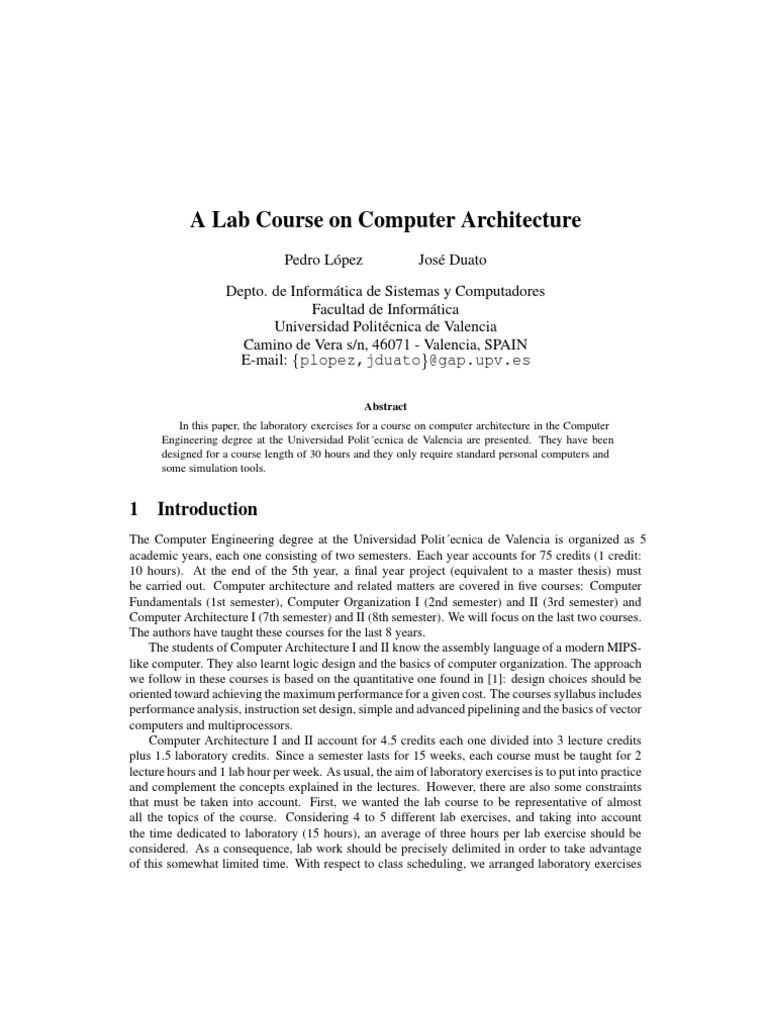 Lab Course On Archi | PDF | Parallel Computing | Central Processing Unit
