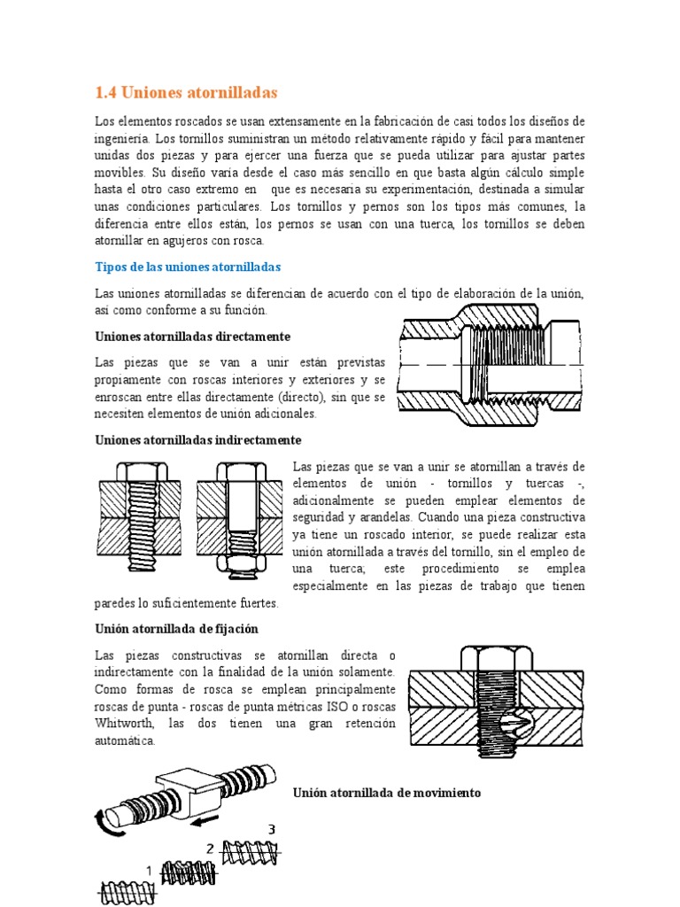 1 4 Uniones Atornilladas Pdf Tornillo Física Aplicada E