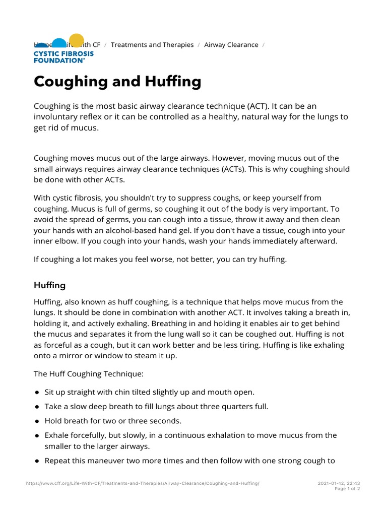 Coughing and Huffing - CF Foundation | PDF | Cough | Clinical Medicine