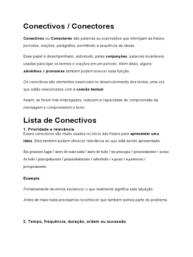 Lista Completa de Conectivos | PDF