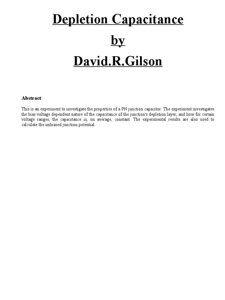Depletion Capacitance | PDF | Capacitor | P–N Junction