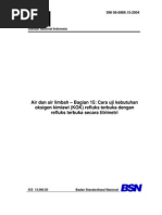 SNI 6989.15:2019 Cara Uji Kebutuhan Oksigen Kimiawi (Chemical Oxygen demand/COD) Dengan Refluks ...