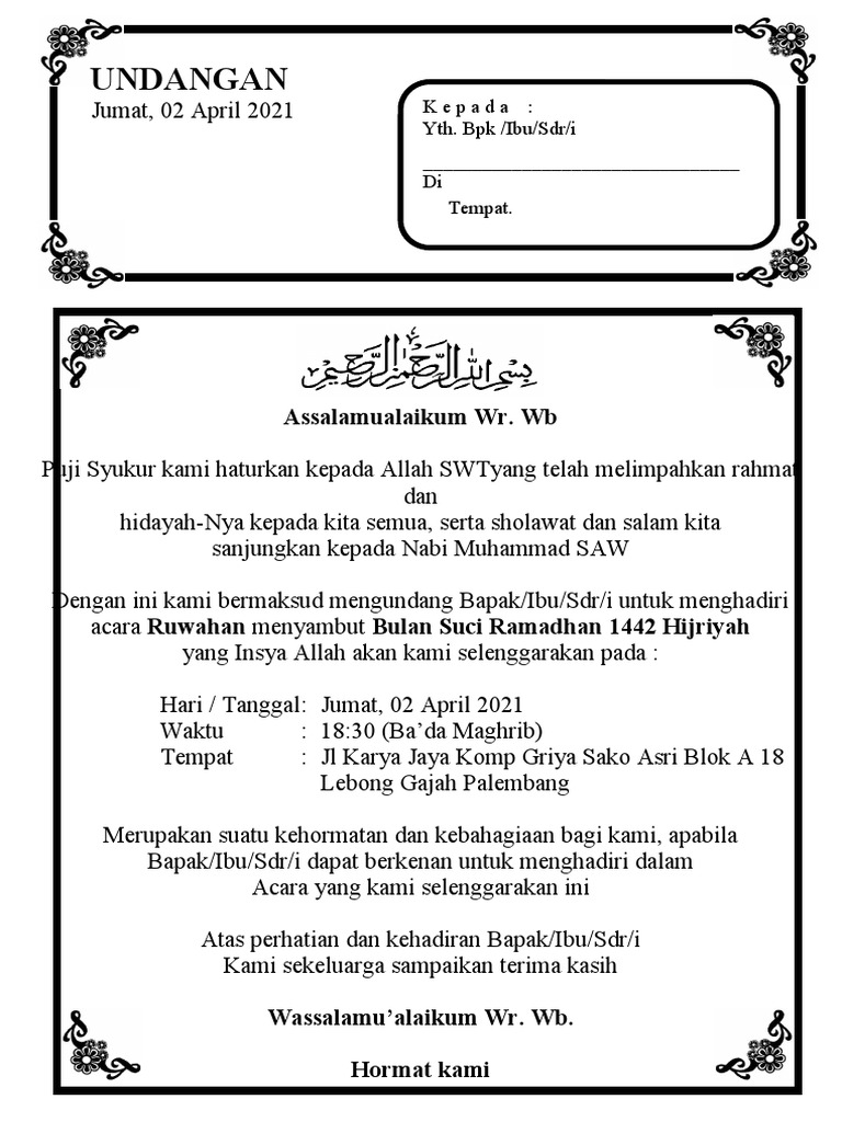 Undangan Ruwahan | PDF