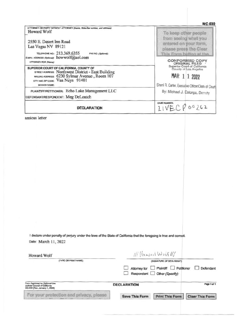 Howard Wolf Amicus Letter | PDF