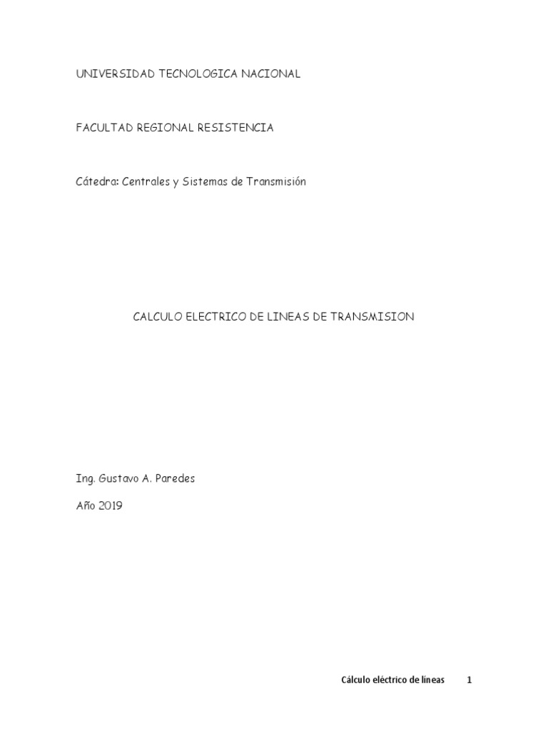 Cálculo eléctrico líneas transmisión UTN FRR | PDF | Olas | Mecánica