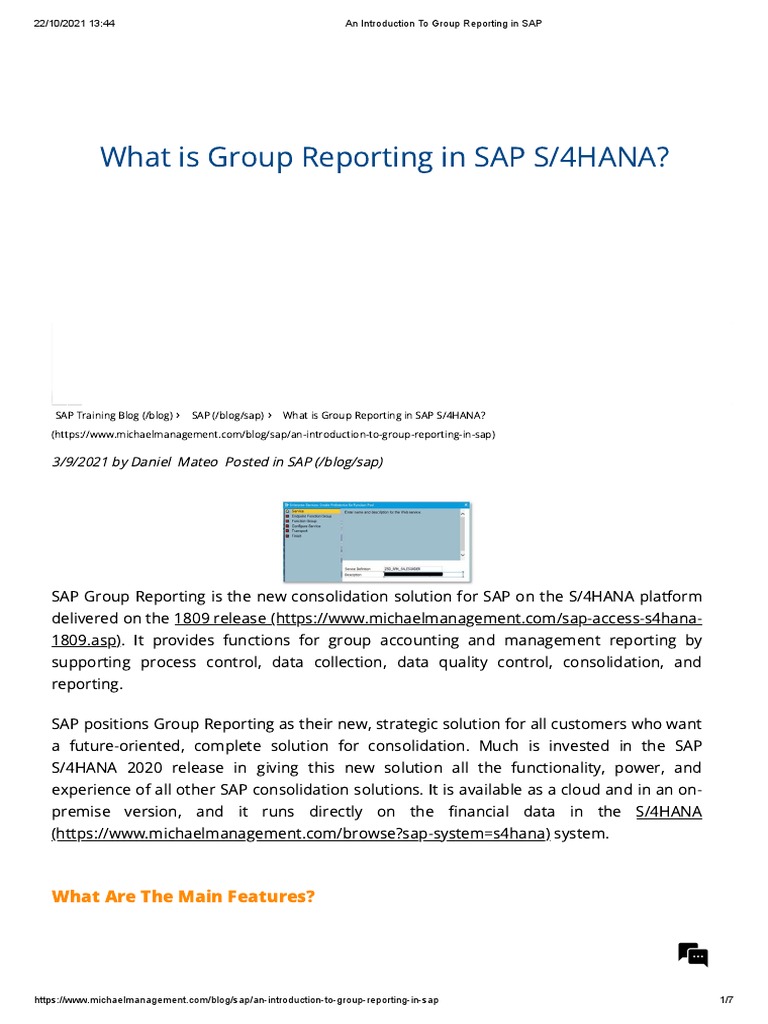 An Introduction To Group Reporting in SAP | PDF