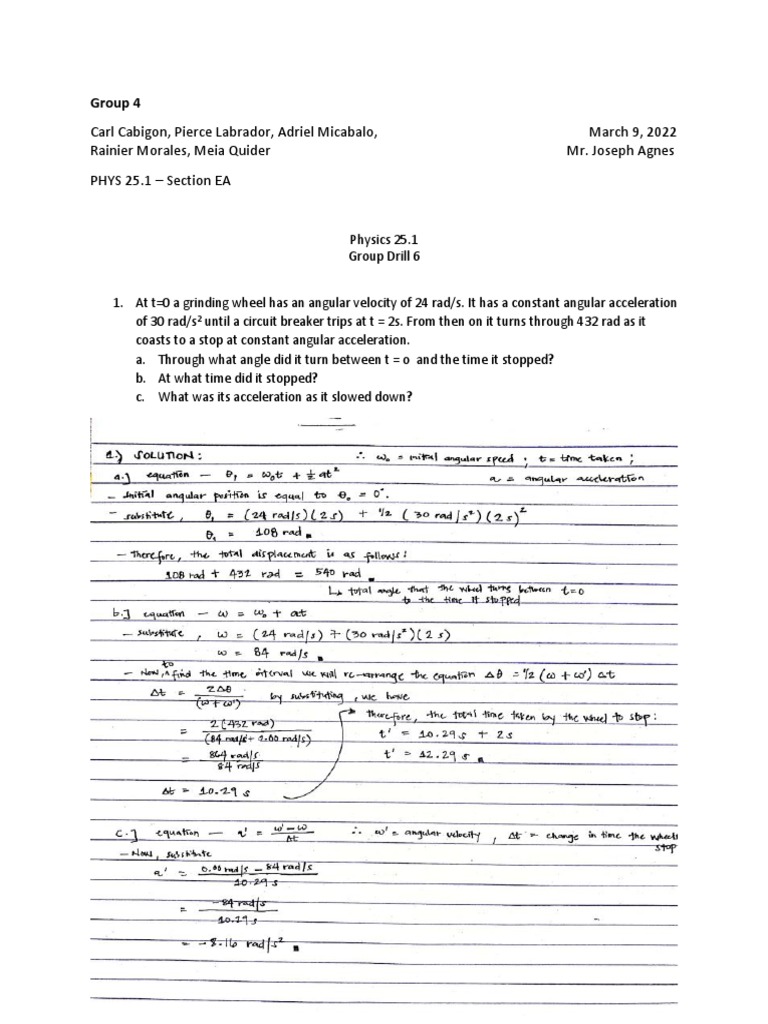 PHYS 25.1 EA - Group 4 Drill 6 | PDF