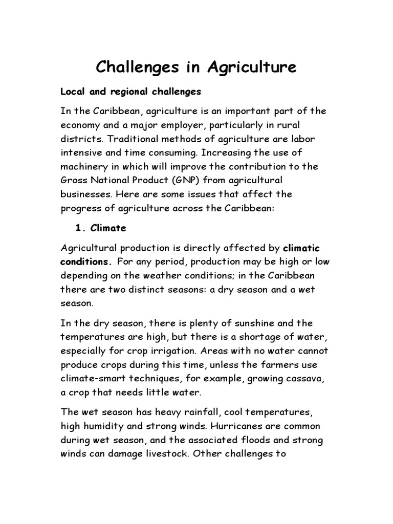 Challenges in Agriculture | PDF | Agriculture | Wet Season