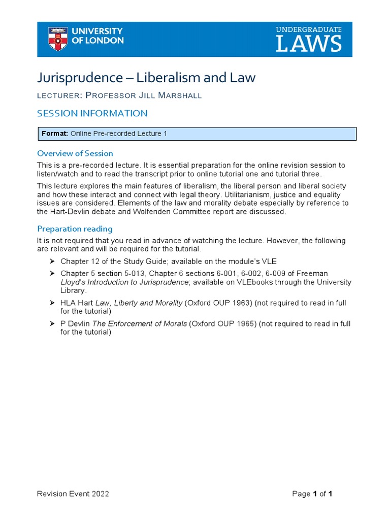 Overview Lecture 1 Liberalism | PDF | Philosophy