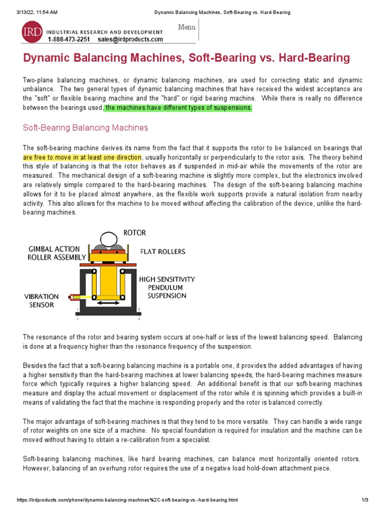 Dynamic Balancing Machines, Soft-Bearing vs. Hard-Bearing | PDF ...