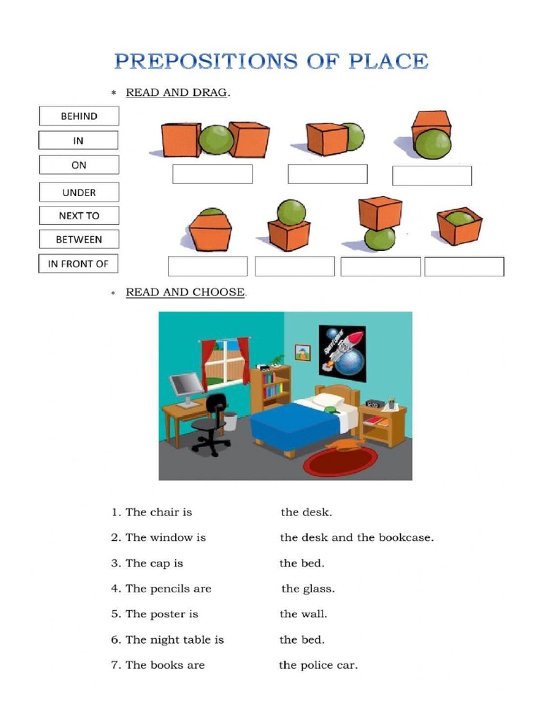 Prepositions of Place Exercise | PDF