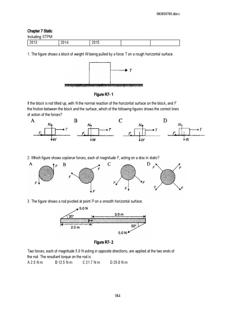 Chapter 7 Static Revision | PDF | Force | Friction
