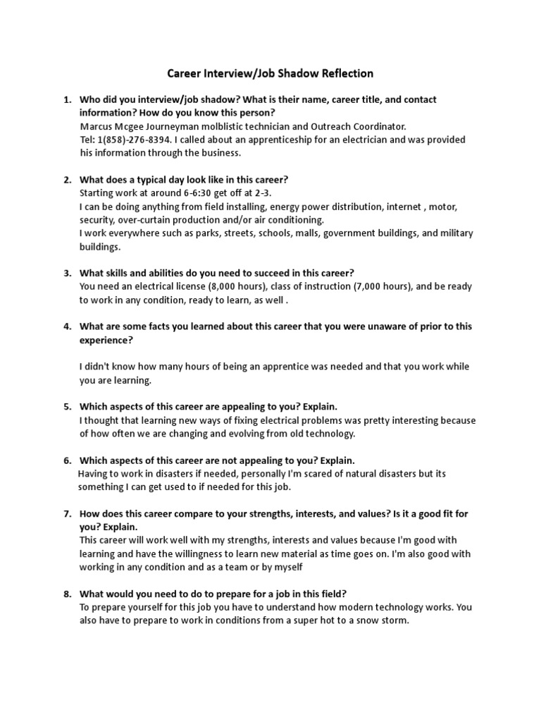 Electrician Career Insights and Reflections | PDF | Electrician | Cognition