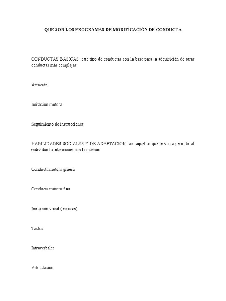 Programas de Modificación de Conducta | PDF | Comportamiento | Reforzamiento