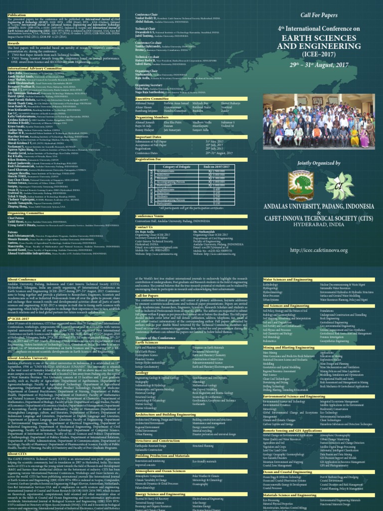 4th ICEE 2017 Conference Brochure | PDF | Geology | Engineering