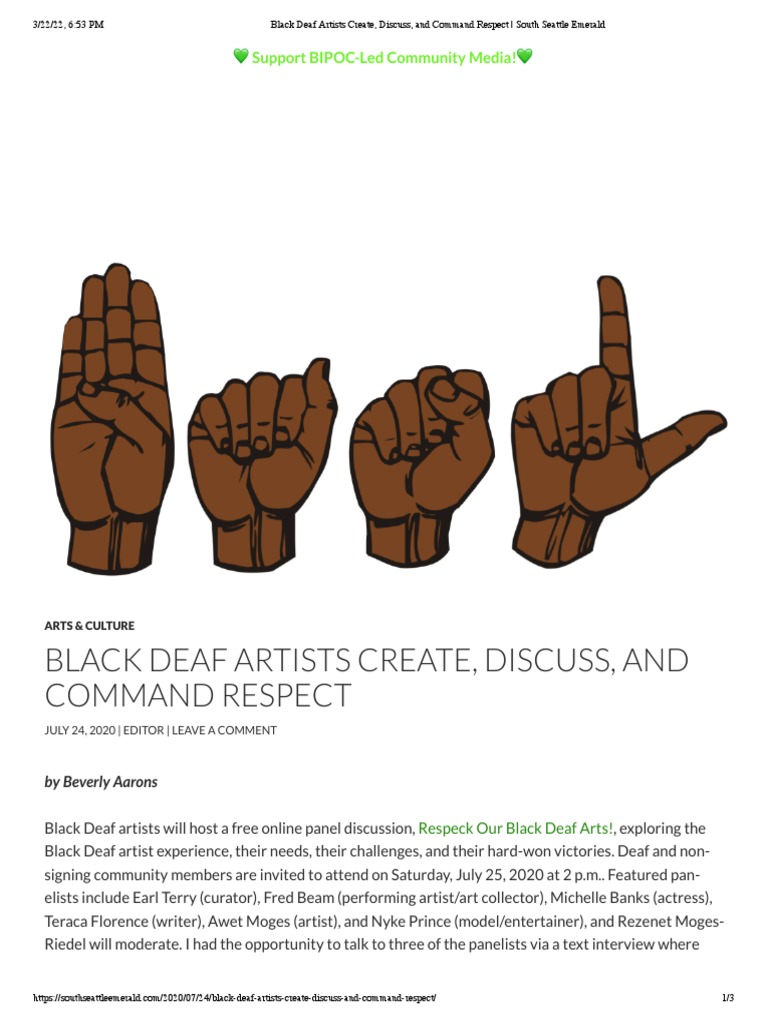 Black Deaf Artists Create Discuss and Command Respect South Seattle ...
