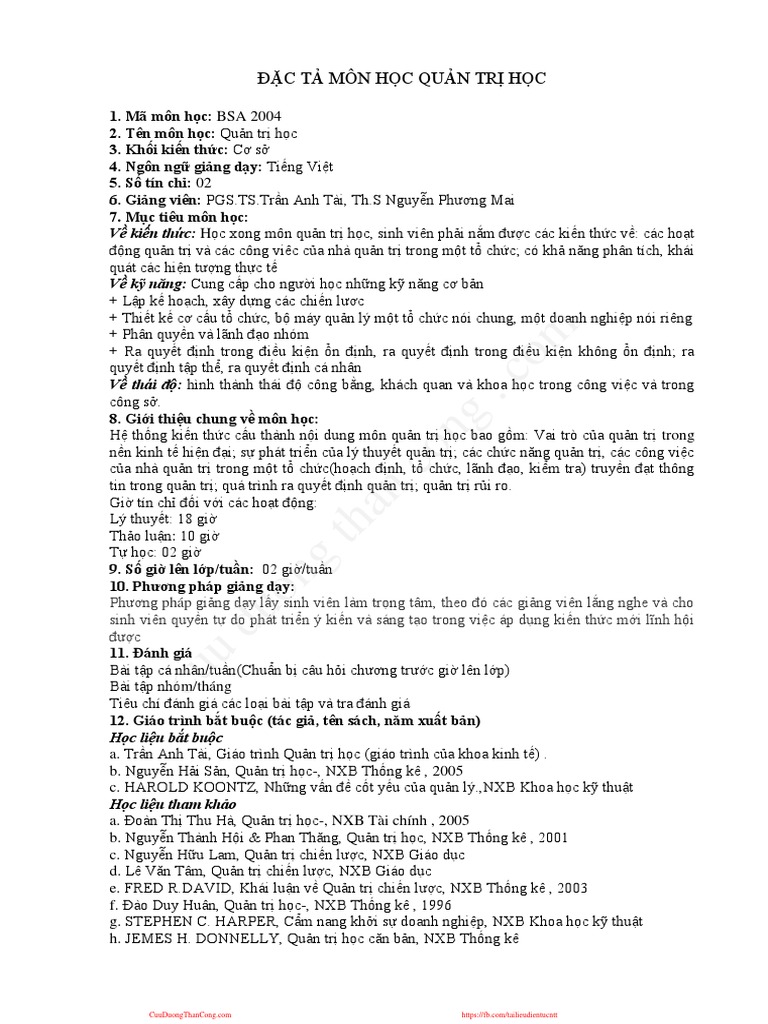 Quan-Tri-Hoc - Nguyen-Phuong-Mai - 37 - Dtmh-Quan-Tri-Hoc - (Cuuduongthancong - Com) | PDF