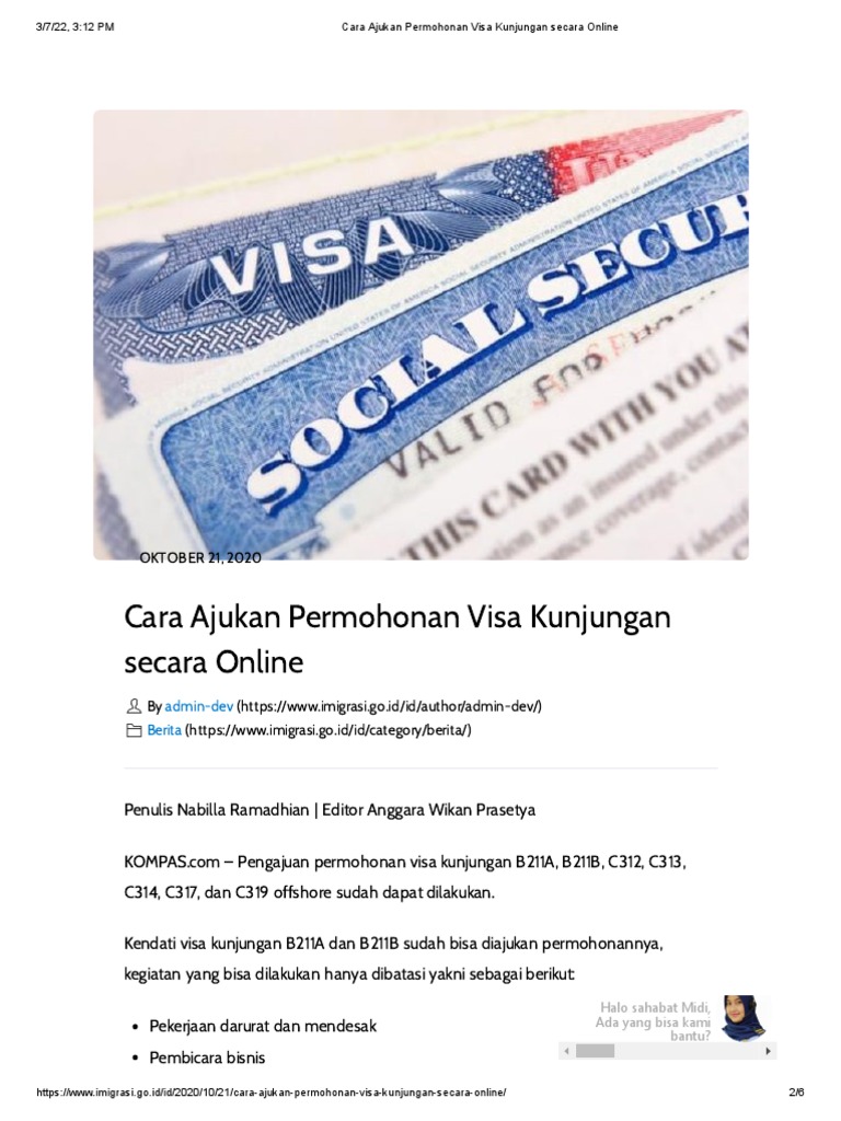 Panduan Permohonan Visa Kunjungan Online | PDF