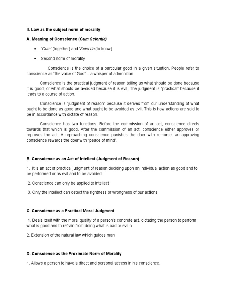 Reading 2 LAW AS THE SUBJECT NORM OF MORALITY | PDF | Conscience | Reason