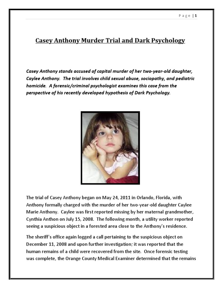 Casey Anthony, Casey Anthony Murder Trial and Alleged Murder | PDF ...