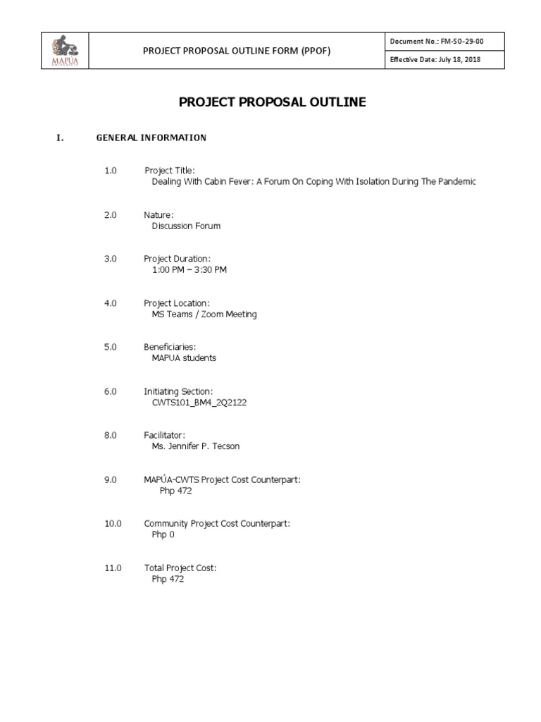 Cuevas - Project Proposal Outline Final | PDF