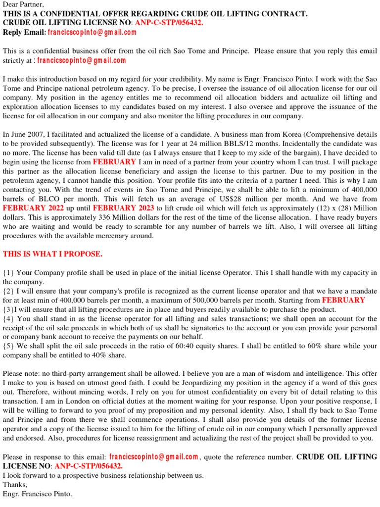 Crude Oil Lifting Contract Offer.. | PDF | Barrel (Unit)
