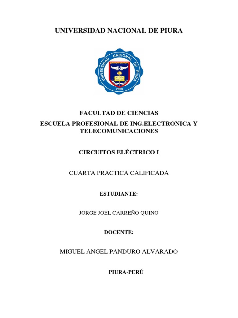 Cuarta Practica Calificada | PDF | Electricidad | Circuitos análogos