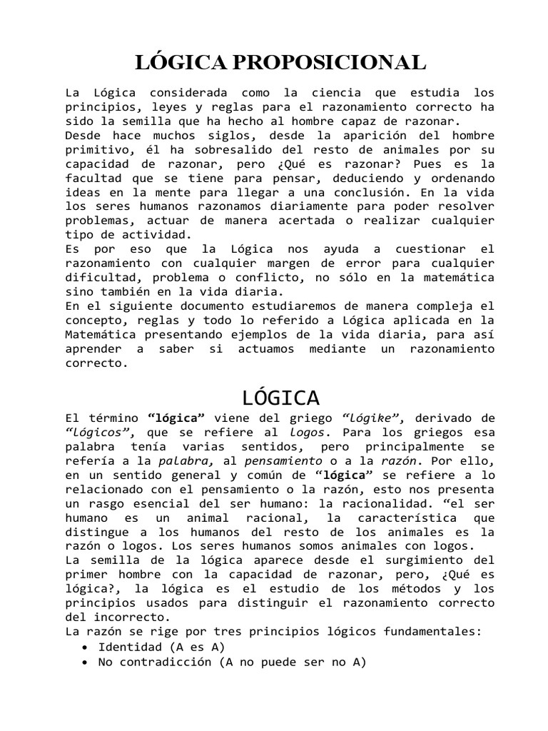 Logica Proposicional | PDF | Proposición | Lógica