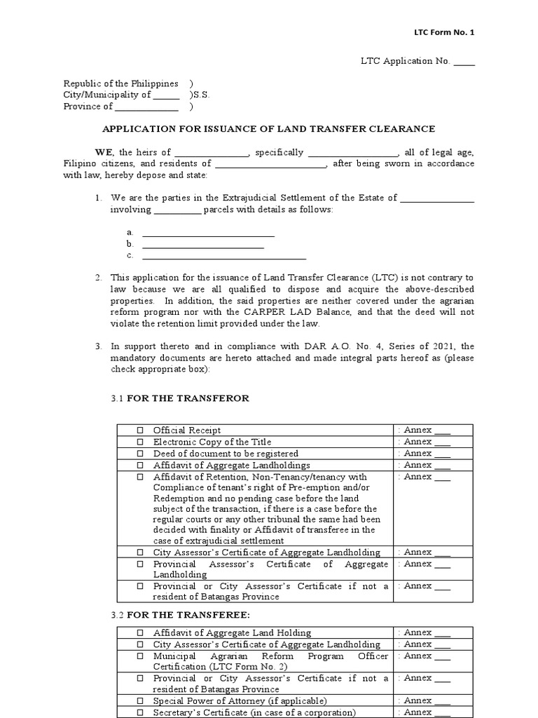 DAR Clearance Application | PDF | Private Law | Government