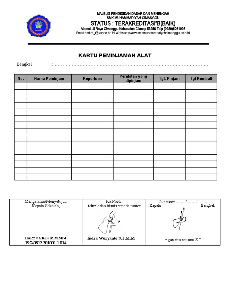 46 - Kartu Peminjaman Alat | PDF
