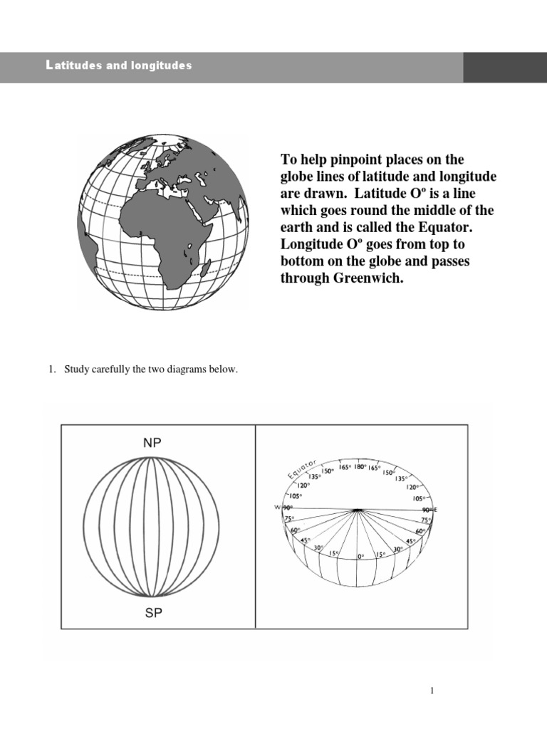 Lines of Latitude and Longitude Worksheet | Download Free PDF ...