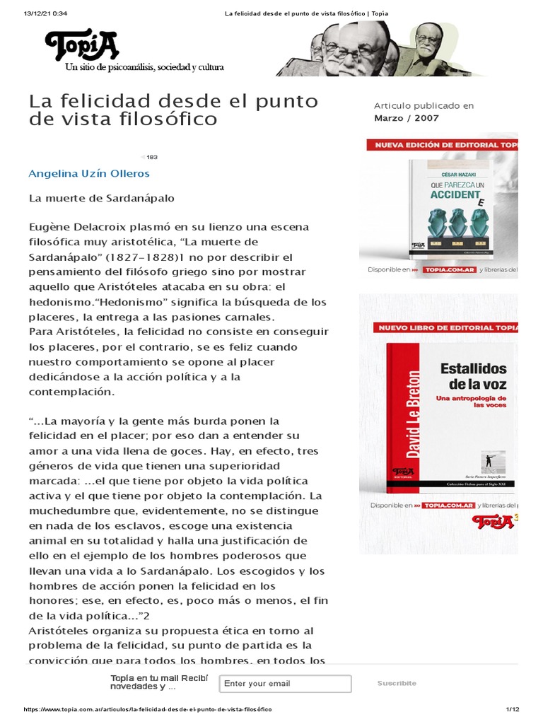 Filosofía de la felicidad según Aristóteles | PDF | Filosofía ...