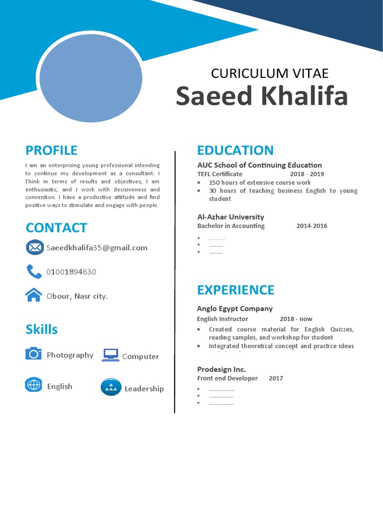 Saeed Khalifa: Profile Education | PDF
