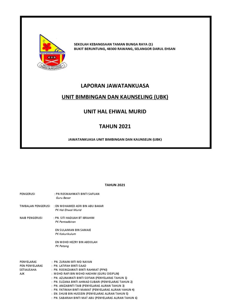 Laporan Ubk 2021 Dan Perancangan Ubk 2022 Pdf