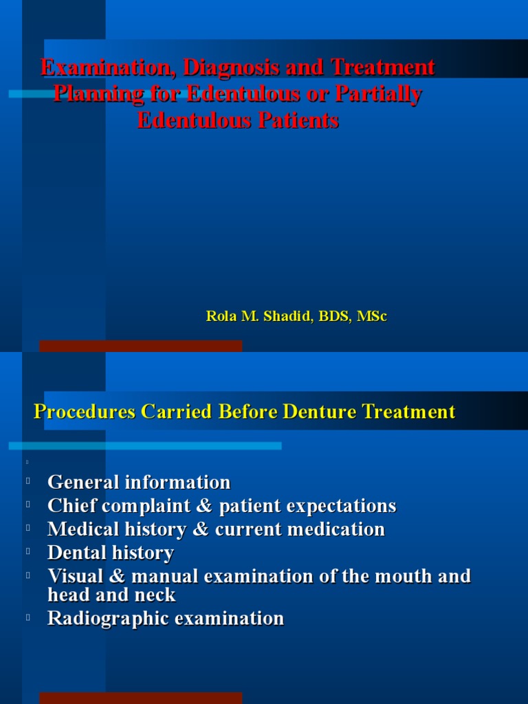 Diagnosis and Treatment Planning in Complete Denture | PDF