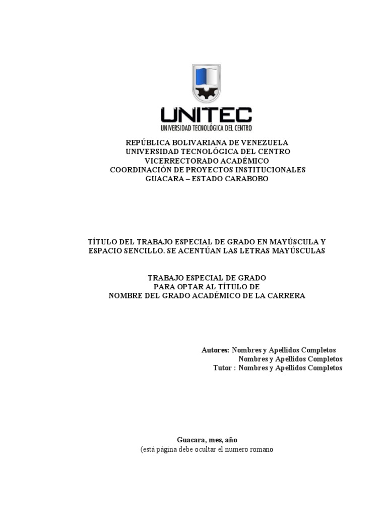 Trabajo Especial de Grado Unitec | PDF