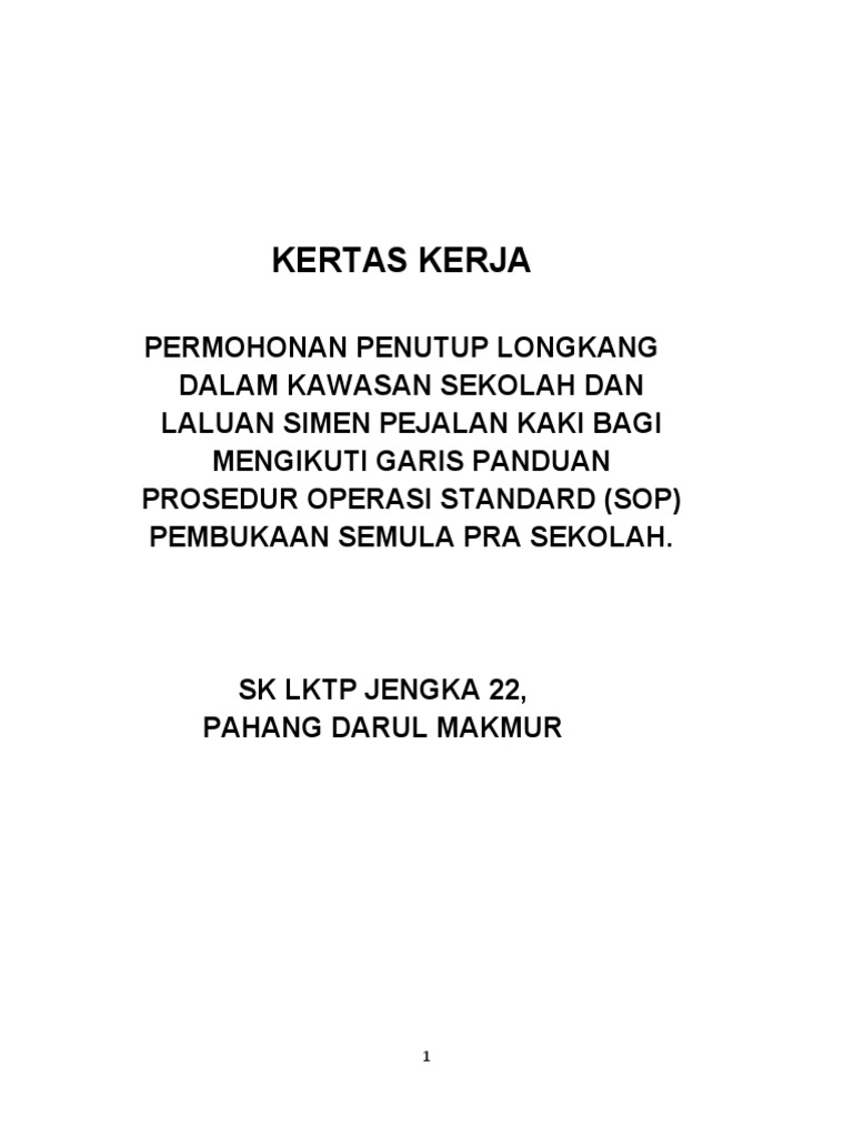 Kertas Kerja Longkakng Dan Simen Jalan Kaki | PDF